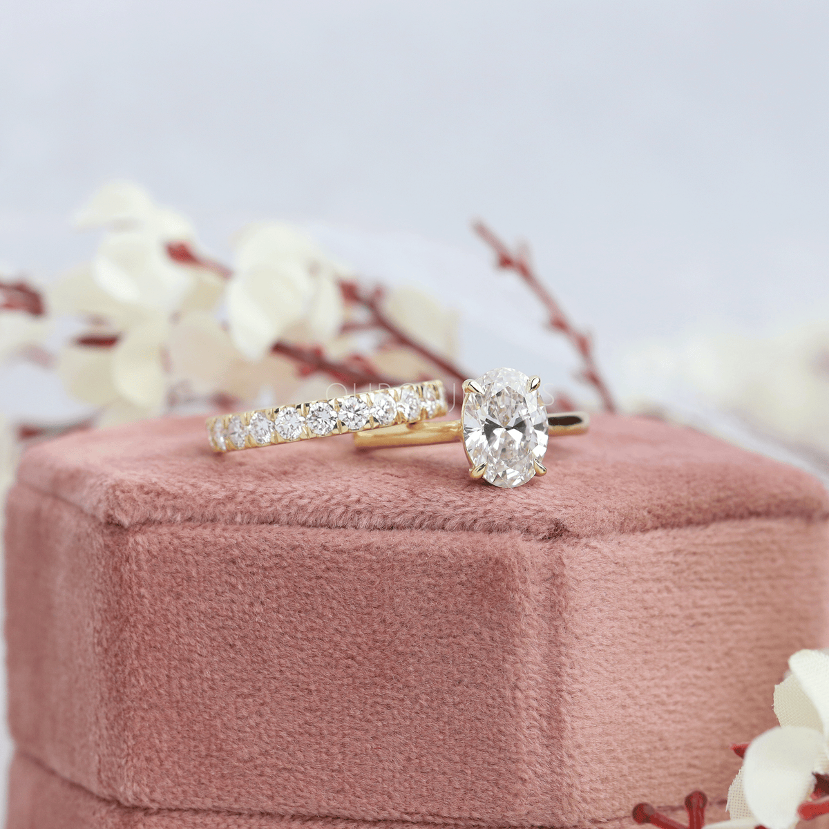 Oval Wedding Ring Set | Ouros Jewels